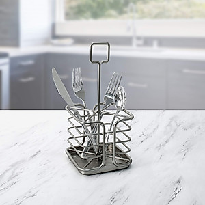 Spectrum Diversified Euro Silverware Caddy Flatware Utensil Organizer Stand Holder, Satin Nickel