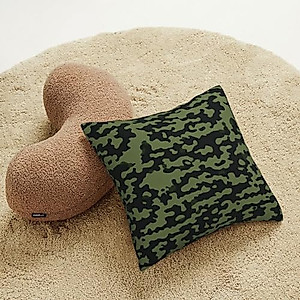 AdaNti Camo Green Print Corduroy Throw Pillow Covers Soft Square Throw Pillow Case Home Decorations for Bed Sofa Living Room 16"x16"