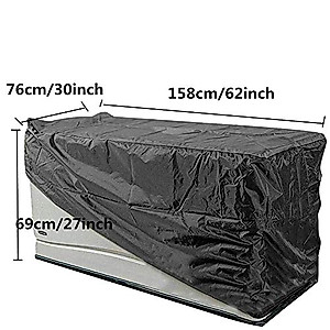 Hapover Patio Deck Box Cover Waterproof Storage Box Cover Outdoor Storage Ottoman Bench Protector Oxford Deck Anti-UV Top Cover for Deck Boxes with Drawstring 62"x30"x27" Black