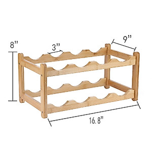 Wine Rack 8 Bottle 2-Tier Eco-Friendly Bamboo Wine Storage Easy-Assembly Space-Saving for Wine Lovers,Kitchen Wine Organizer for Countertop,Pantry, Home,Room Decor,Bar