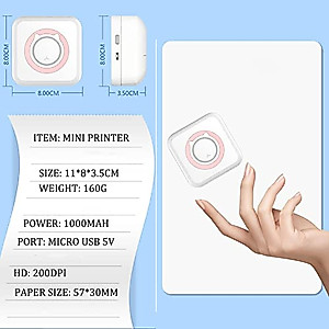 Cuifati Mini Printer Thermal Portable Wireless Bluetooth Label Wrong Question Printing 200dpi Phone Photo Printer (Pink)