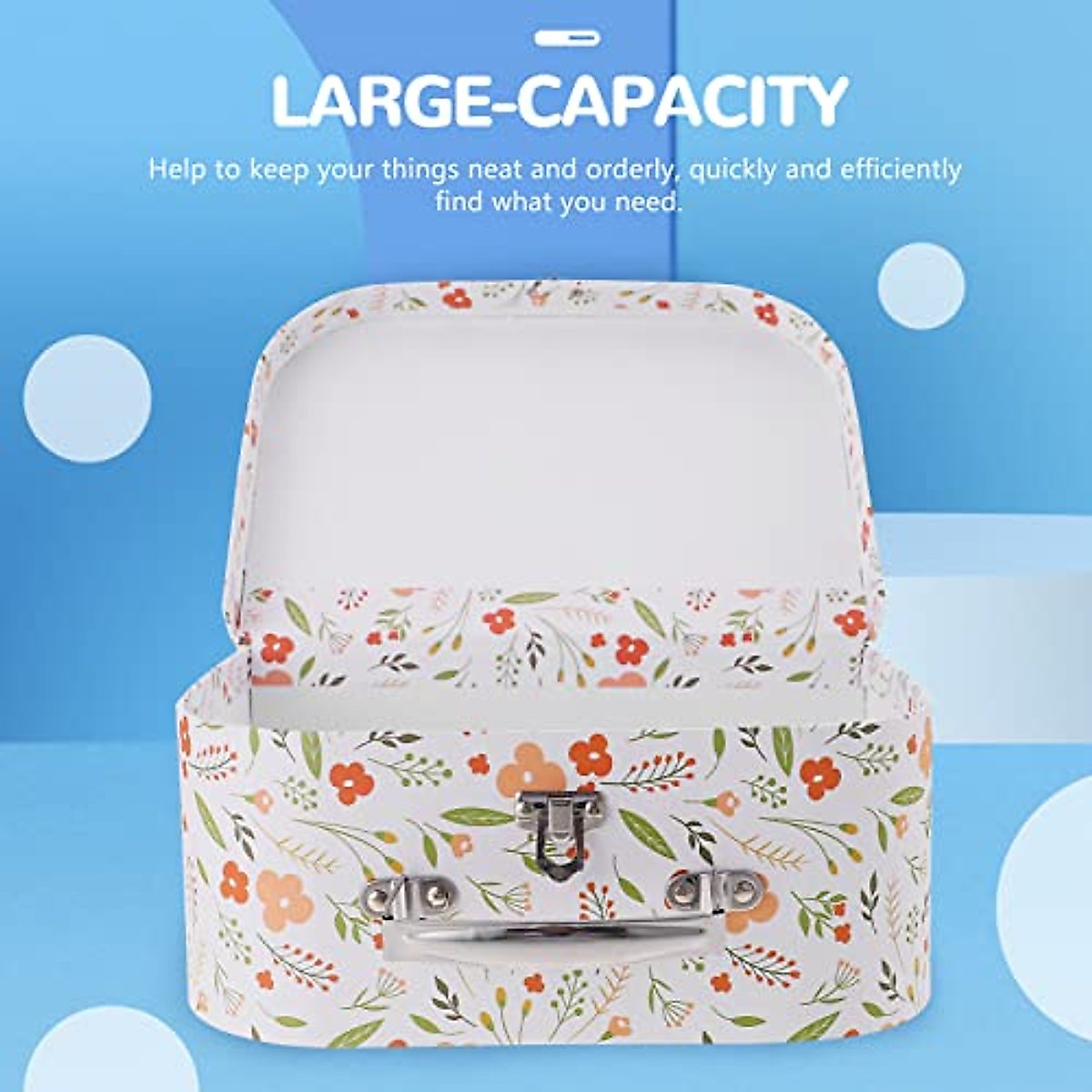 Zerodeko Paperboard Suitcases Storage Boxes Handle: Boxes with Lids Containers for Storage Organization Toy Sundry Box