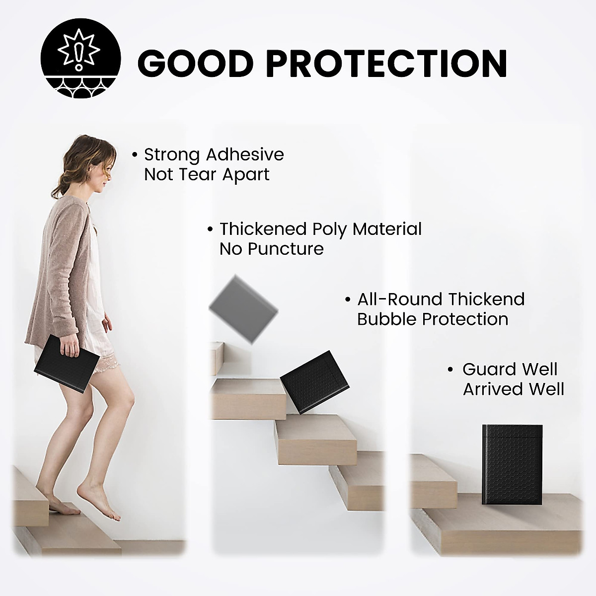 Fuxury Bubble Mailers 6x10 Inch 100 Pack, Black Padded Envelopes, Self Seal Waterproof Mailing Envelopes Bubble Padded, Shipping Bags for Mailing,Packaging, Small Business, Boutique, Bulk #0