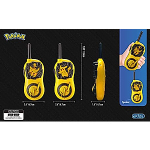 eKids Pokemon Walkie Talkies Pikachu Toys FRS Walkie Talkies for Kids Long Range Static Free Easy to Use For Indoor and Outdoor Games
