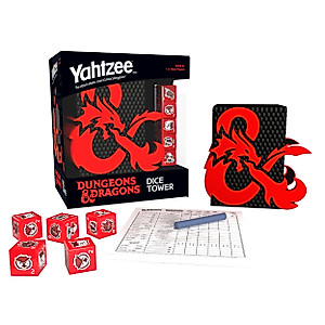 YAHTZEE: Dungeons & Dragons | Collectible Dice Tower | Dice Featuring Dragon, Owl Bear, Gelatinous Cube, Mimic, Mind Flayer, and Beholder | Officially-Licensed Dungeons & Dragons Game & Merchandise