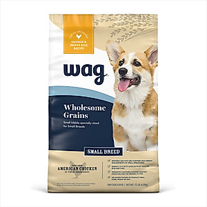 Amazon Brand – Wag Small Breed Dry Dog Food, Chicken and Brown Rice, 15 lb Bag