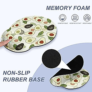 SEPTYK Green Avocados Pattern Ergonomic Mouse Pad with Wrist Support Rest Gel Non-Slip Rubber Base Mousepad for Computer Laptop Home Office Gaming Pain Relief