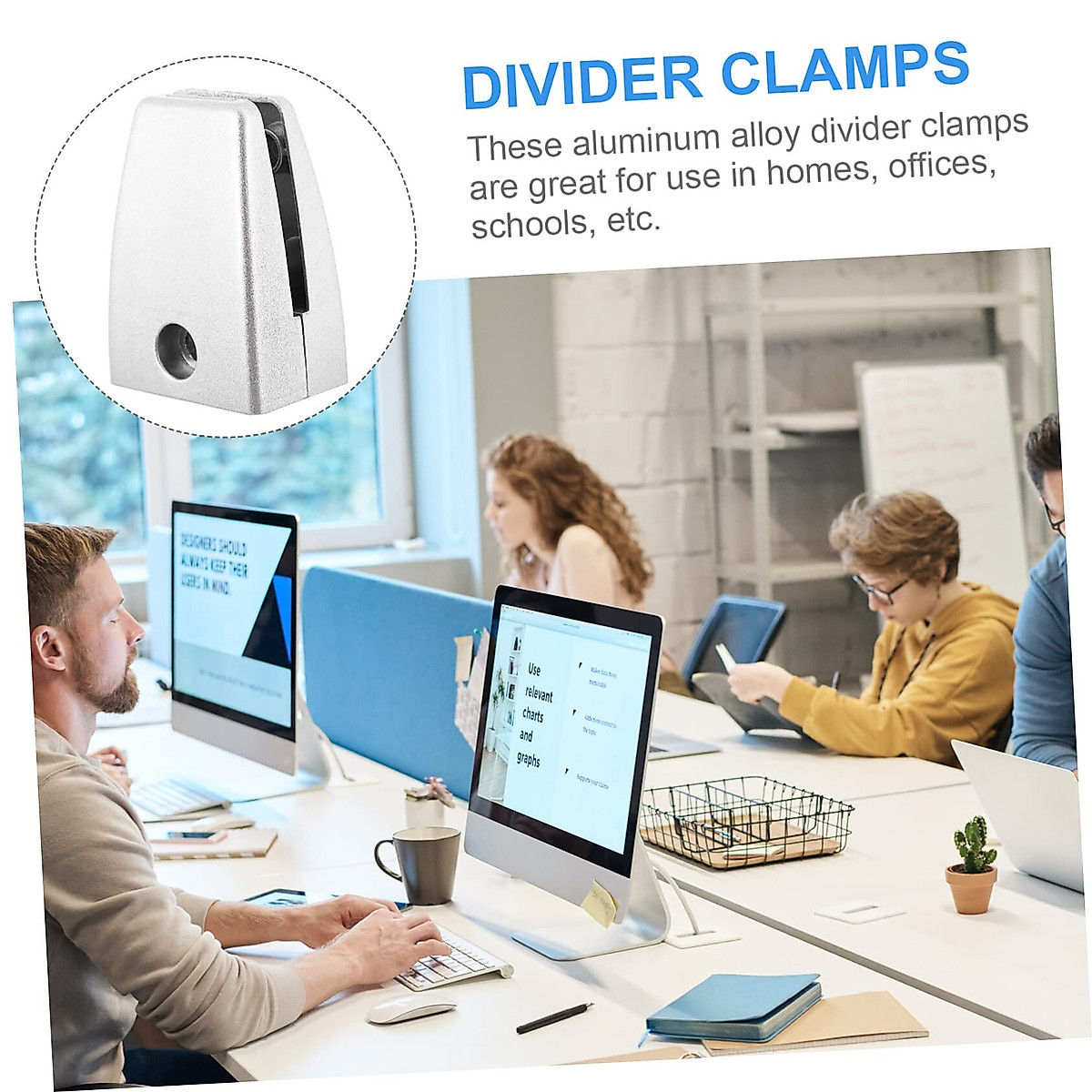 4Pcs glass clip clamps for desk screens desk divider clamp sneeze guard clamp desk divider brackets partition bracket desk panel aluminum alloy office protection support clip