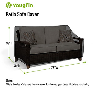 Yougfin Heavy Duty Patio Sofa Cover Waterproof, 3-Seater Deep Outdoor Sofa Couch Furniture Cover with Air Vent and Handle, 78"W × 40"D × 32"H