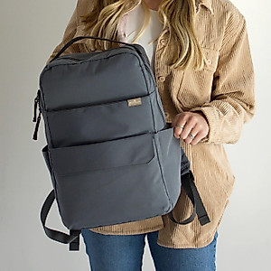 Red Rovr Roo Backpack | Lightweight Diaper Bag with Changing Pad | Large Capacity | Multifunctional Travel Pack | Exterior & Interior Pockets | Water Resistant | Great Gift for Mom & Dad | Charcoal