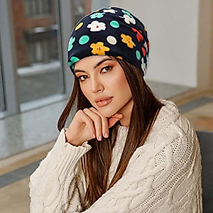 Woeoe Stocking Stuffers Baggy Slouchy Beanie Hats Fleece Lined Skullies Beanies Multifunction Warm Winter Chemo Hat Cap Scarf for Women and Girls（Pack of 2 (Balck)