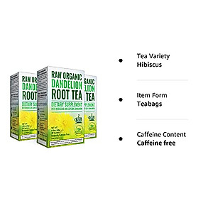 Dandelion Root Tea Detox Tea - Raw Organic Vitamin Rich Digestive (Dandelion Root, 20 Count (Pack of 3))