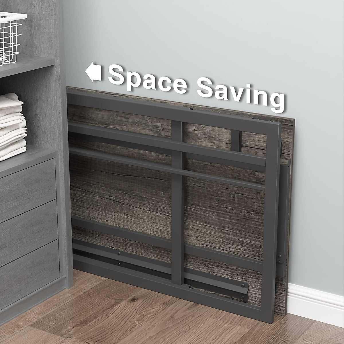 Gezen Folding Desk 40'' Computer Desk for Home Office, No Assembly Office Desk Foldable Simple Study Writing Desk Table for Small Spaces(Dark Grey)