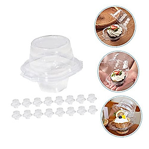 UPKOCH 20pcs Cupcake Package Boxes Cupcake Box Disposable to Go Containers Mini Paper Cups Plastic Container with Lid Cake Carrier Mini Cupcake Container Plastic Mooncake Case Single