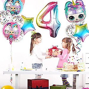 Rekcopu Birthday Party Decoration Surprise Doll Balloon for 4th Birthday Party Supplies (Pink-4)