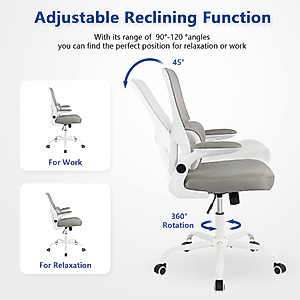 Ergonomic Office Chair, High Back Home Office Desk Chair with Lumbar Support, Computer Task Chair with Wheels, Swivel Adjustable Executive Chair for Home Office,Grey