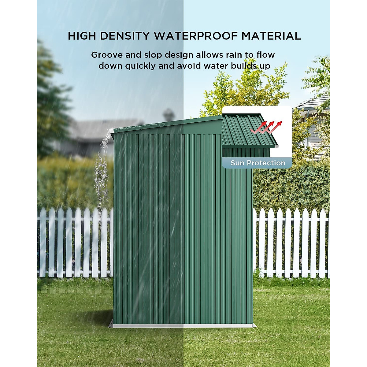 Bealife 6' x 4' Outdoor Storage Shed Clearance, Metal Outdoor Storage Cabinet with Double Lockable Doors, Waterproof Tool Shed, Backyard Shed for Garden, Patio, Lawn (Green)