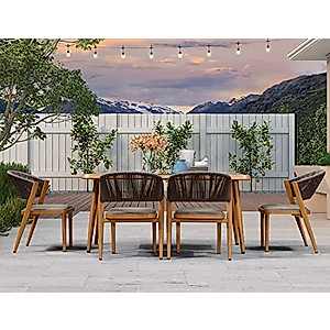 PURPLE LEAF 7 Pieces Outdoor Dining Set All-Weather Wicker Outdoor Patio Furniture with Table All Aluminum Frame for Lawn Garden Backyard Deck Patio Dining Set with Cushions, Brown