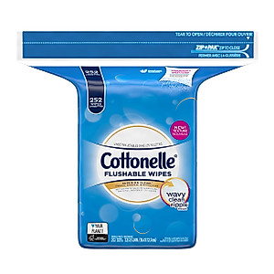 Cottonelle FreshCare Flushable Wipes Refill, 252 Flushable Wet Wipes (Packaging May Vary)