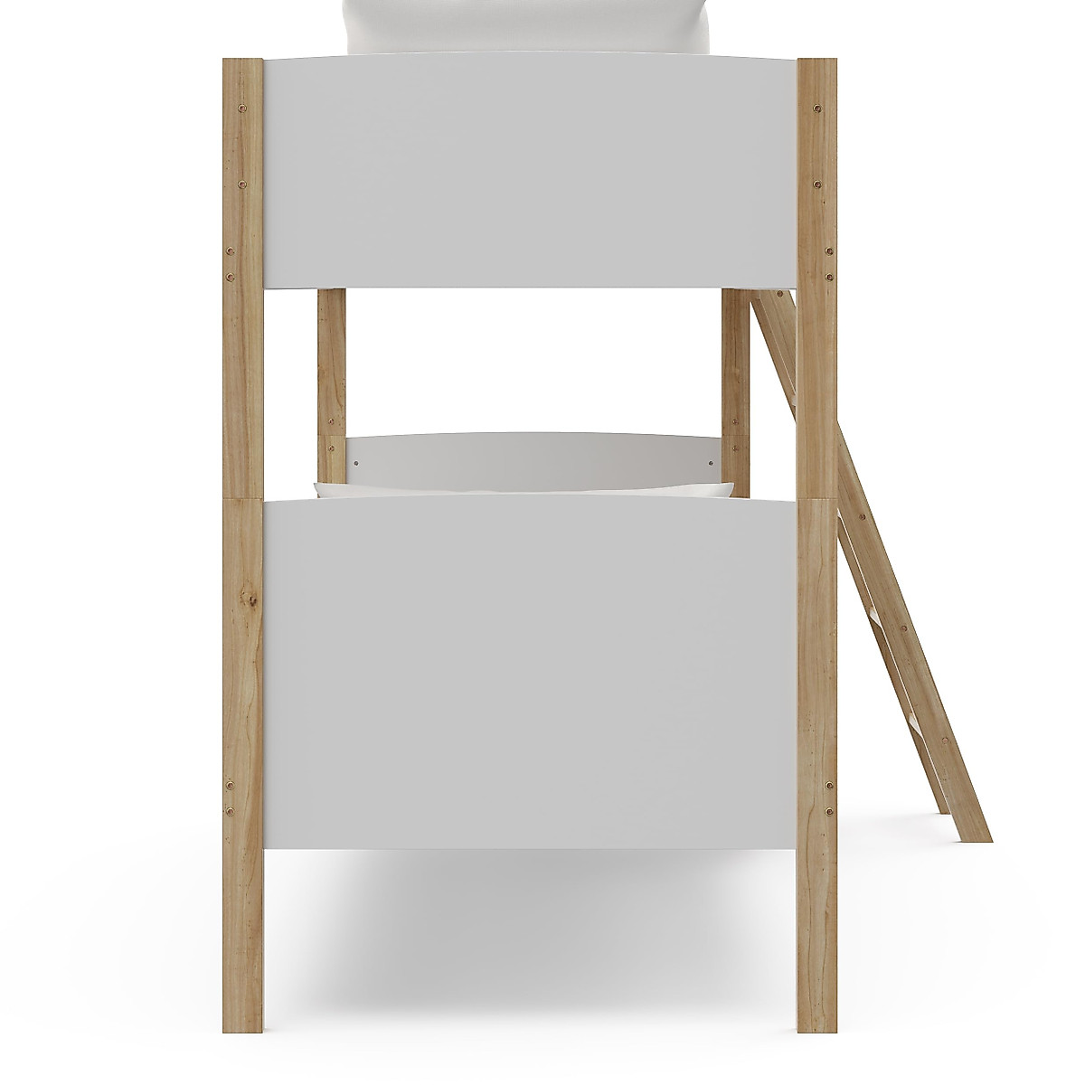 Storkcraft Next Delray Twin-Over-Twin Convertible Bunk Bed (White with Natural) – Modern, Stylish, 2-Tone Bunk Bed for Kids Bedroom