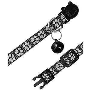 Taglory Reflective Cat Collars Breakaway with Bell, 2-Pack Girl Boy Pet Kitten Collar Adjustable 7.5-12.5 Inch, Black