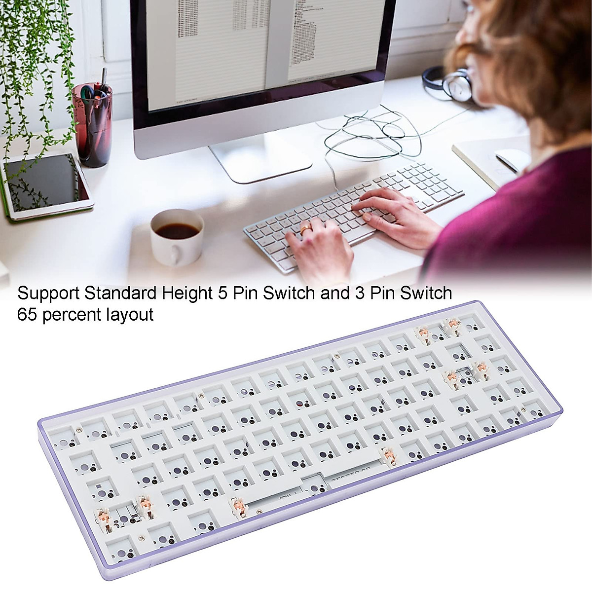 VBESTLIFE 68 Keys Modular Mechanical Keyboard, Wired Gaming Keyboard DIY Kit, 65% Layout, Switch Hot Swap, with Bottom Cotton, Custom Gaming Keyboard()