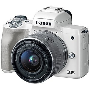 Canon 2681C011 EOS M50 Mirrorless Digital Camera (White) w/EF-M 15-45mm is STM Lens - (Renewed)