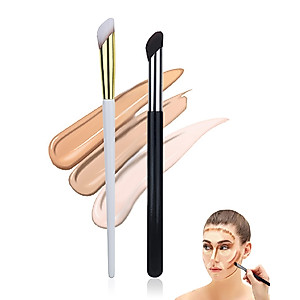 2 Pcs Angled Shading Brush & Mini Nose Contour Brushes, Angled Concealer Brush Under Eye for Dark Circles Puffiness, Bronzer Highlighting Brush, Shadow Brush, Eye Makeup Brushes for Face
