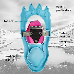 G2 16 Inch Kids Snowshoes Set with Trekking Poles, Snow Baskets, Storage Bag, Fast Ratchet Binding Design, for Child Youth Boys and Girls (Blue)