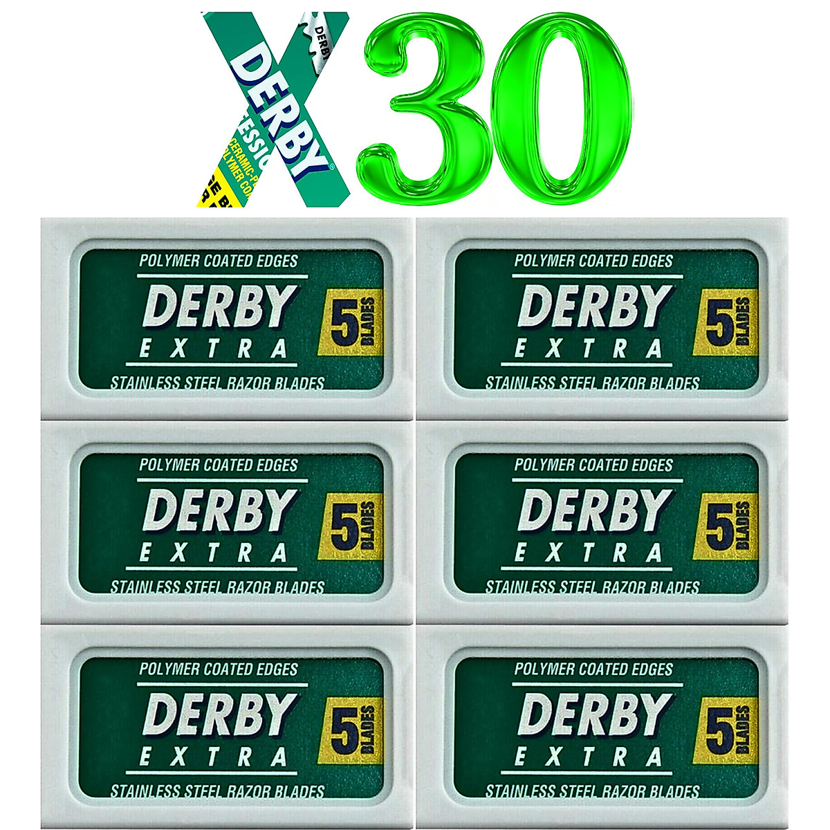 30 Derby Extra Professional Double Edge Razor Blades for straight razor