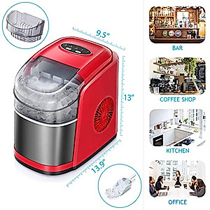 Antarctic Star Ice Maker Machine Countertop,Portable Automatic 9 Ice Cubes Ready in 8 Minutes,Makes 26 lbs of Ice per 24 Hours,Self-Clean,See-Through Lid for Home/Bar/Party (Stainless Steel)