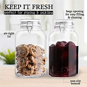 Glass Jars with Airtight Lid | Glass Airtight Food Storage Containers | Clear Leak Proof Rubber Gasket and Clamp Lid [Set of 4-1 Gallon Jars]