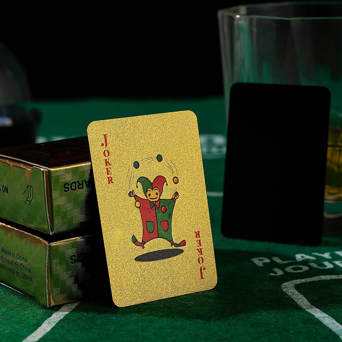 VOVCIG Mini Playing Cards, 2 Deck Cool Gold Poker Cards Miniature Card Set Waterproof Foil Poker Cards Game Poker Traveling Decks Cards for Teens Adults(Gold)