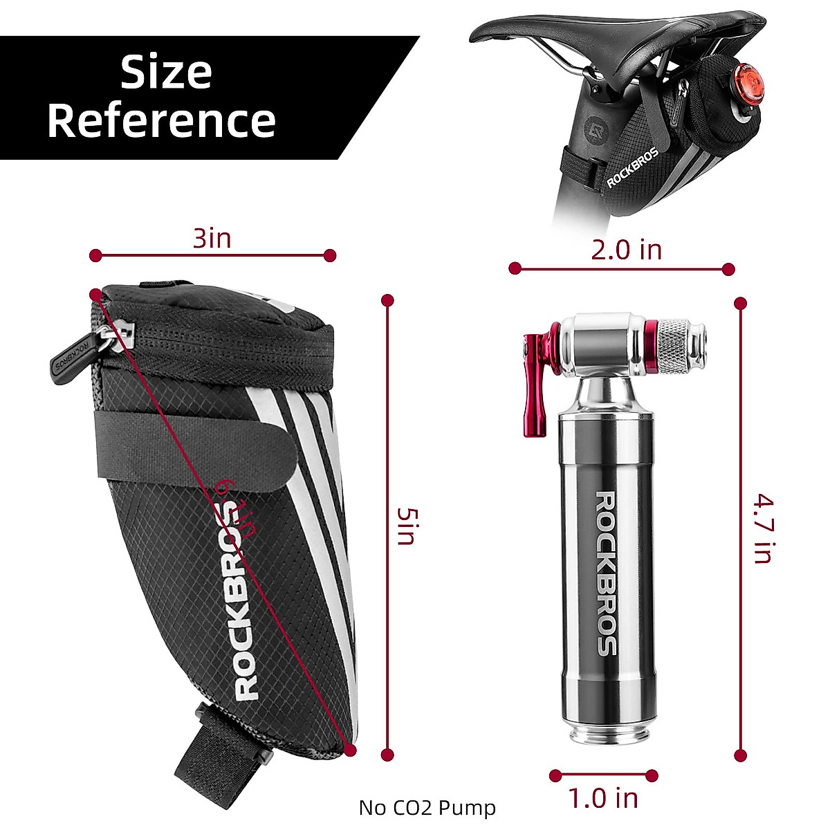 ROCKBROS Bike Saddle Bag Small Seat Bag Bicycle Bag Under Seat Bike Accessories Storage Pouch Ultralight Cycling Wedge Pack for Road Mountain MTB Foldable Bike
