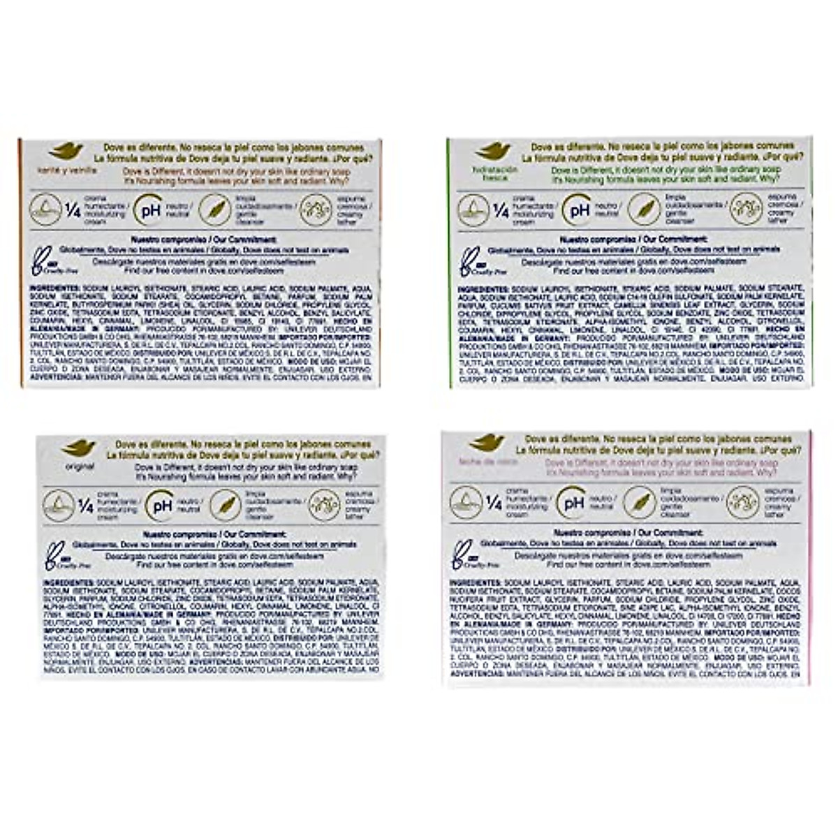 Dove, Beauty Bar Soap Variety Pack of 12, Go Fresh, Shea Butter, Coconut Milk, White - 135g