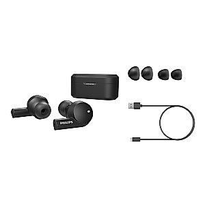Philips T5505 Wireless Earbuds with Active Noise Canceling (ANC) and IPX5 Water Resistance, Black