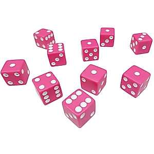 Hobby Monsters 10 Piece Pink 16mm Game Dice with White Pips