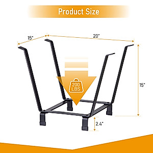 MFSTUDIO Firewood Rack Outdoor Indoor, Classic Iron Fire Wood Storage Racks Heavy Duty Holder Log Rack, Black