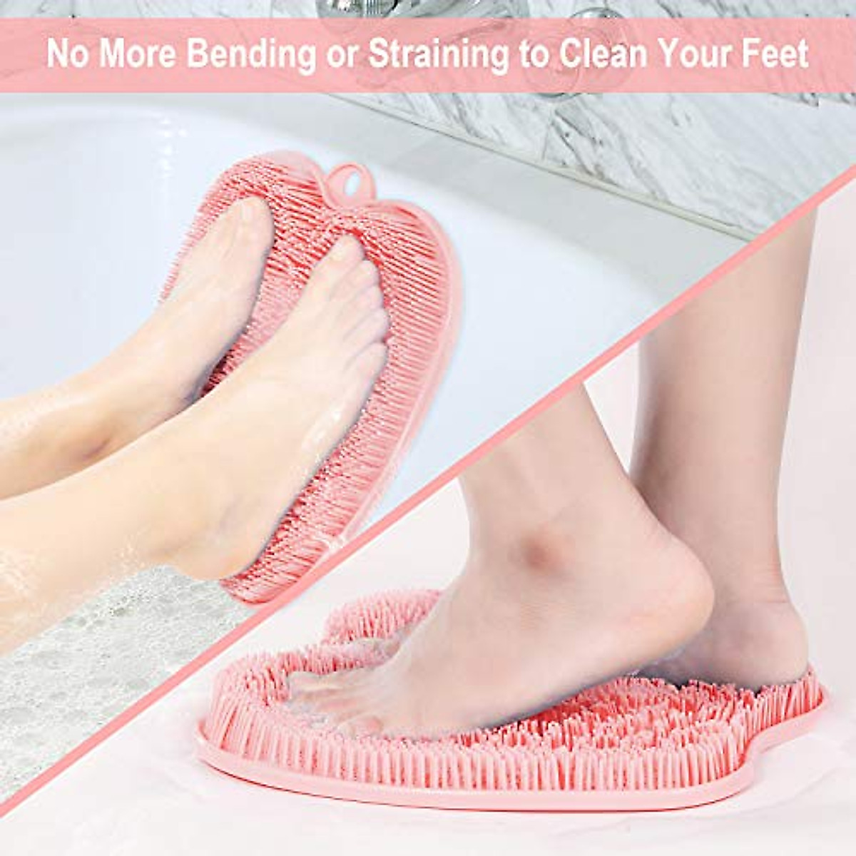 BESKAR Shower Foot Scrubber XL Larger Size Mat with Non-Slip Suction Cups - Cleans, Smooths, Exfoliates & Massages Your Feet Without Bending, Improve Foot Circulation & Cleaner Dead Skin Remover