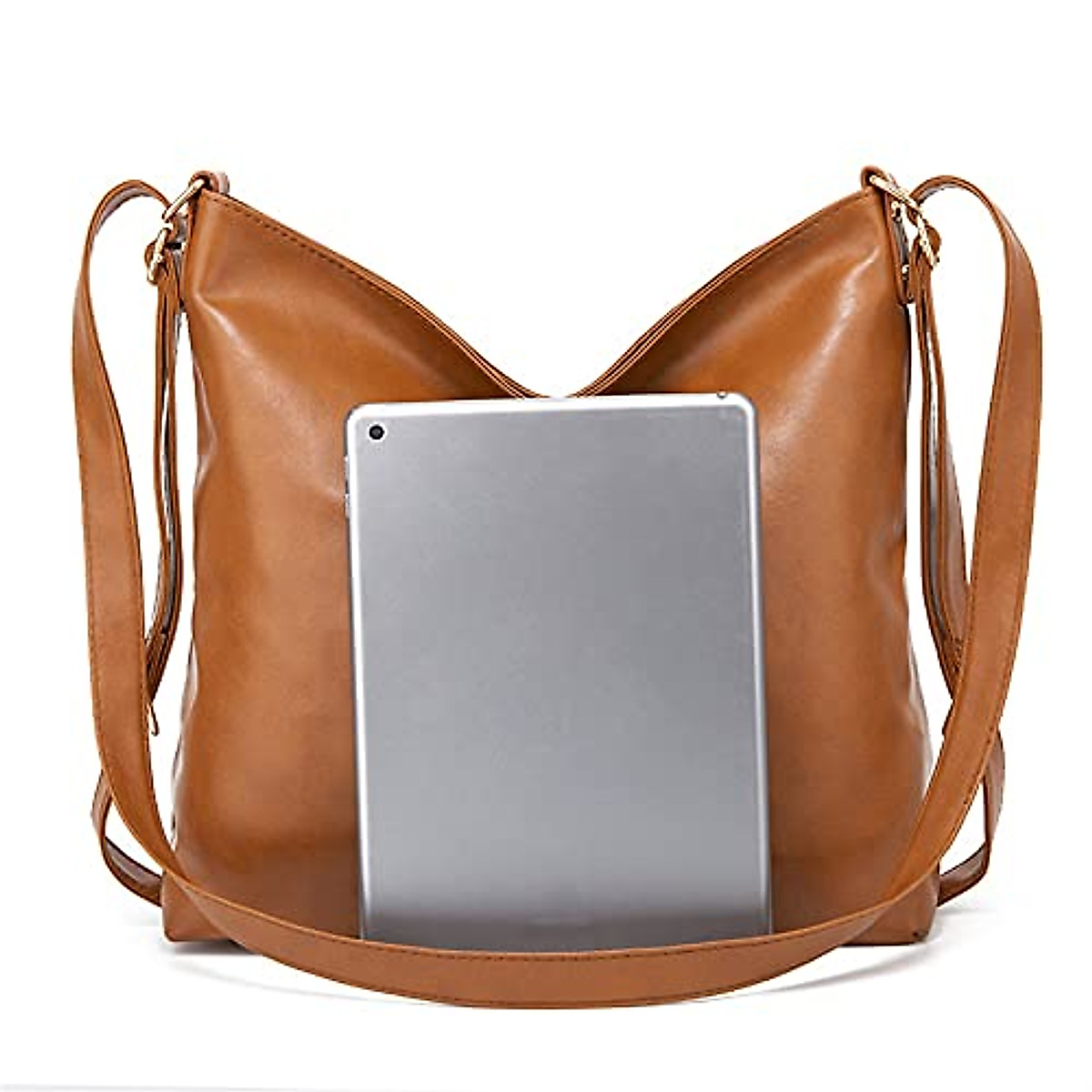 QTKJ Crossbody Bags for Women, Leather Backpack, Large Leather Handbag, Vegan Leather Shoulder, Multifuction Convertible Backpack for Women Travel Work Vacation
