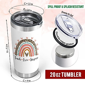 OASSIE Teachers Appreciation Gifts for Coworkers - 20 oz Stainless Steel Insulated Coffee Tumbler With Lid - Teachers Day Graduation Birthday Appreciation Thank You Gifts for Women Friends