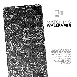 DesignSkinz Black and White Lace Pattern V108 Protective Vinyl Decal Wrap Skin Cover Compatible with The Samsung Galaxy S20 (Screen Trim & Back Glass Skin)