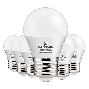hansang A15 LED E26 Small Light Bulb, Daylight 5000K, 60Watt Equivalent Ceiling Fan Light Bulbs, E26 Standard Base Appliance Light Bulb, 600 Lumen, CRI85+, Eye Protection, 120V, Non-Dimmable 6 Pack