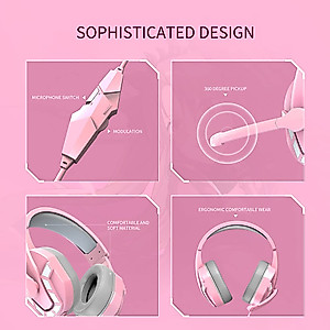 Kikc PS4 Gaming Headset with Mic for Xbox One, PS5, PC, Mobile Phone and Notebook, Controllable Volume Gaming Headphones with Soft Earmuffs, Headphones for Kid