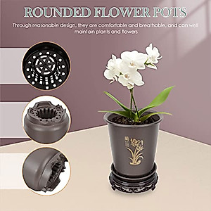 HANABASS Orchid Pot Chinese Style Flower Pot 2 Sets Succulent Pots Cactus Bonsai Container Fish Bowl Jardiniere Planter Plant Pot with Stand for Pothos Herb Spider Plant Orchid