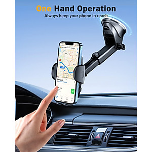 windshield phone mount for car [Military-Grade Suction],Car Phone Holder Mount Windshield Air Vent Long Arm Strong Suction Universal Cell Phone Holder Car for iPhone 14 13 12 Pro Max All Mobile Phones