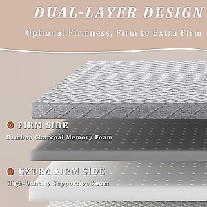 Sleepmax Firm Mattress Topper Twin XL 4 Inch - Extra Firm Memory Foam Bed Topper for Back Pain Relief - Cooling Mattress Pad for All Body Shapes - Non-Slip Deluxe Cover, CertiPUR-US Certified