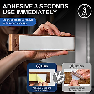 ENOKING Knife Magnetic Strip, Magnetic Knife Holder for Wall 16 Inch, Powerful Magnetic Knife Strip Acacia Wood Magnetic Knife Holder for Refrigerator, Wall Mount Magnet Knife Bar with 4 Hooks