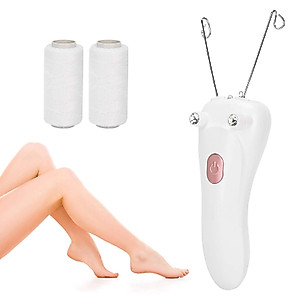 Cordless Electric Facial Threading Hair Removal for Women, Rechargeable Facial Cotton Threading Hair Shaver Hair Removal Beauty Epilator Trimmer for Fast Removing Very Fine Vellus Hair on Face & Chin