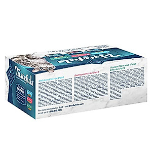 Blue Buffalo Tastefuls Natural Pate Wet Cat Food Variety Pack, Salmon, Chicken, Ocean Fish & Tuna Entrées 3-oz Cans (12 Count - 4 of Each Flavor)
